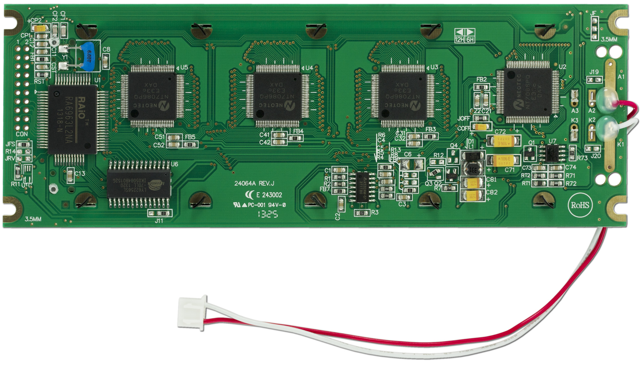 White on Blue 240x64 Graphic LCD from Crystalfontz