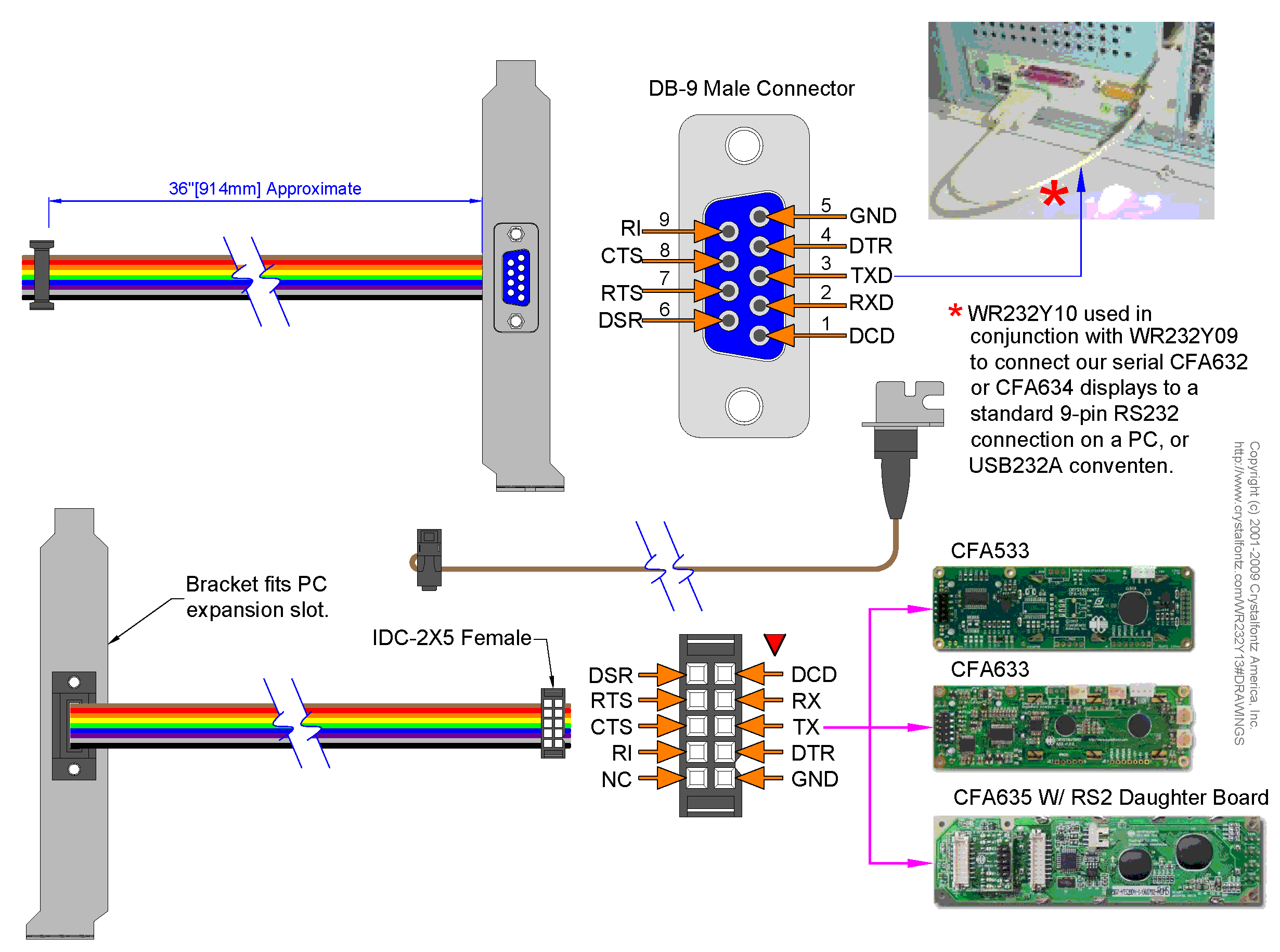 10 Pin to DB9 Cable from Crystalfontz