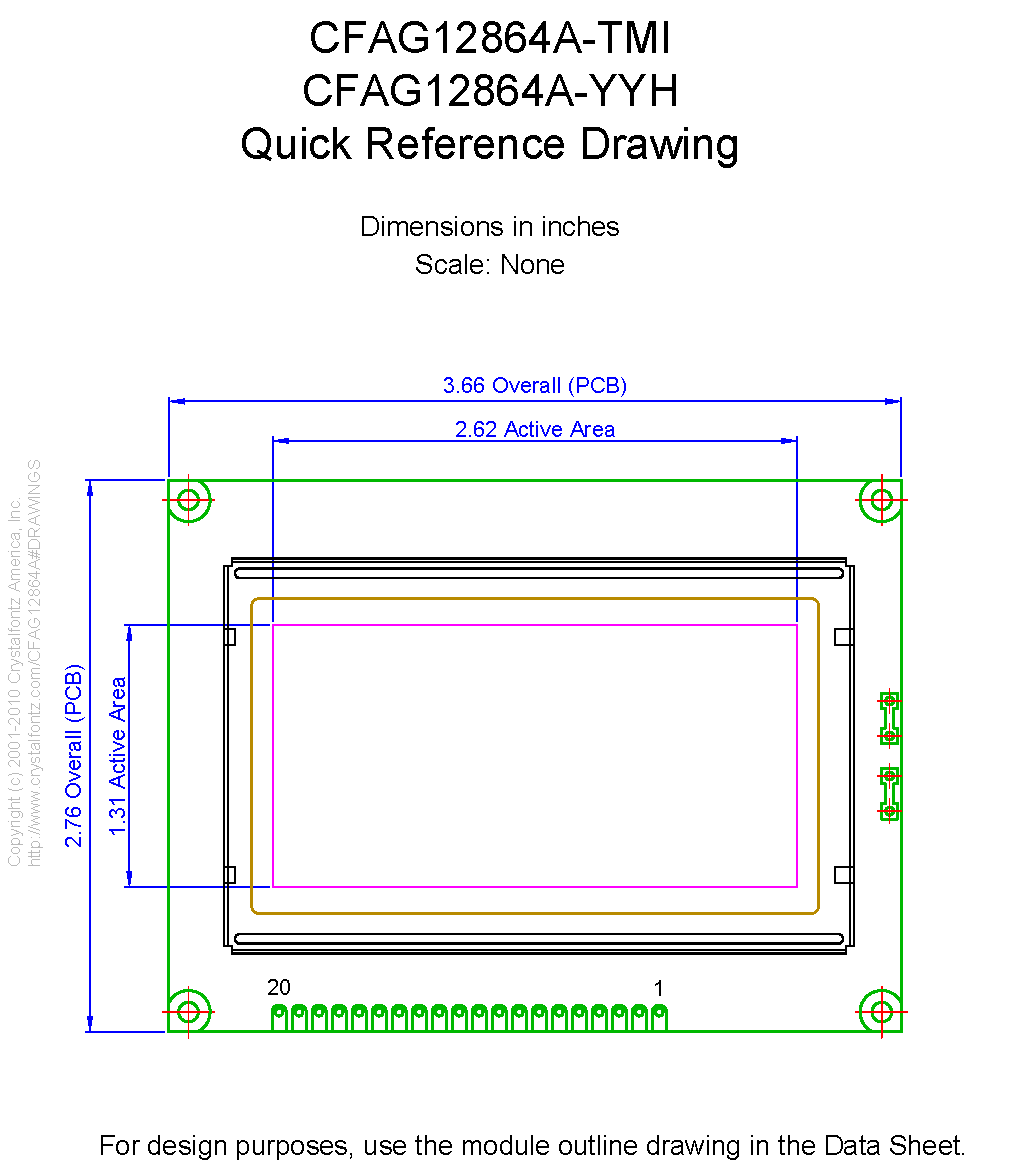 White on Blue 2.9 inch Graphic LCD from Crystalfontz